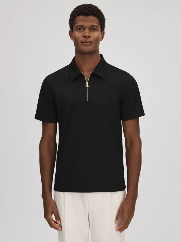 REISS Slim Fit Half-zip Polo Shirt
