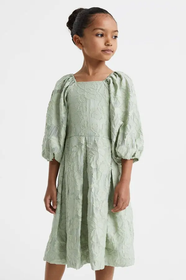 reiss sage green dress Thea 9-13 Yrs Jacquard Puff Sleeve In - 71% Off week4024_20240929
