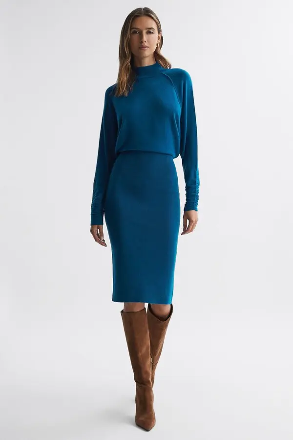 REISS Freya Wool Blend Midi Dress