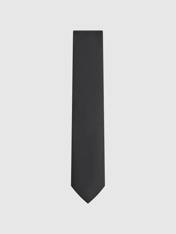 REISS Ceremony Silk Blend Tie - Black