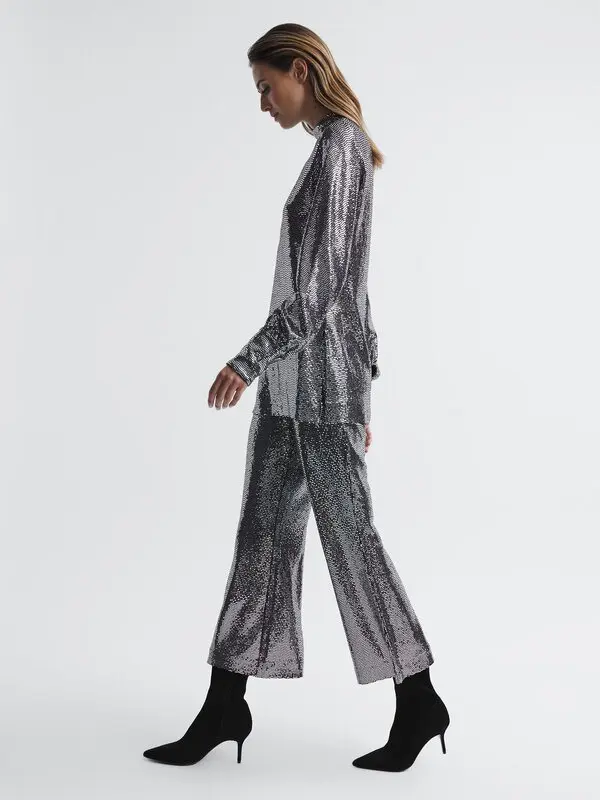 REISS Valeria Sequin Trousers