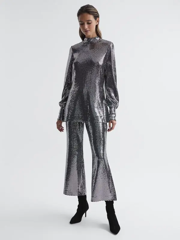 REISS Valeria Sequin Trousers