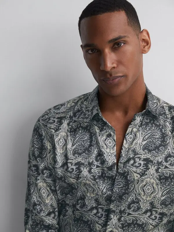 REISS Cousin Multi Cousin Paisley Print Button-through Shirt