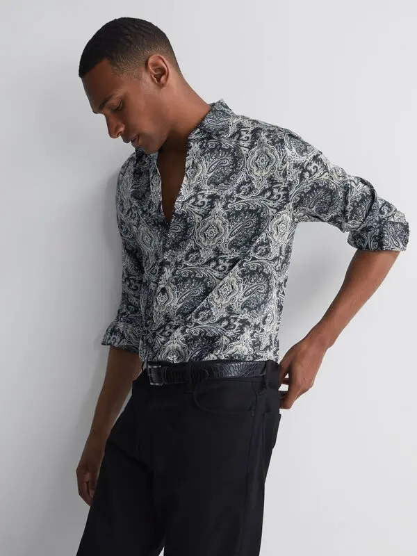 REISS Cousin Multi Cousin Paisley Print Button-through Shirt