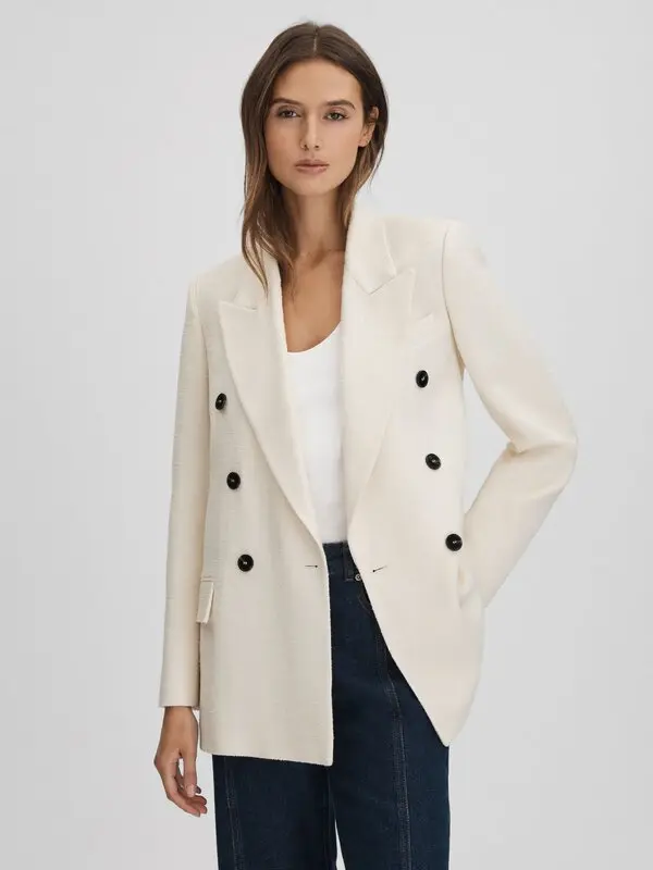 REISS Bronte Textured Double Breasted Blazer