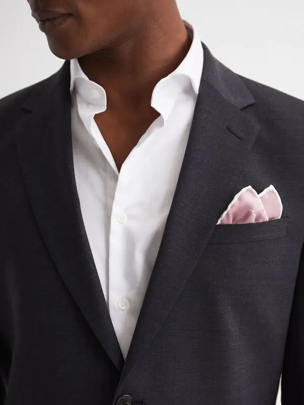 REISS Ceremony Plain Silk Pocket Square - Pink