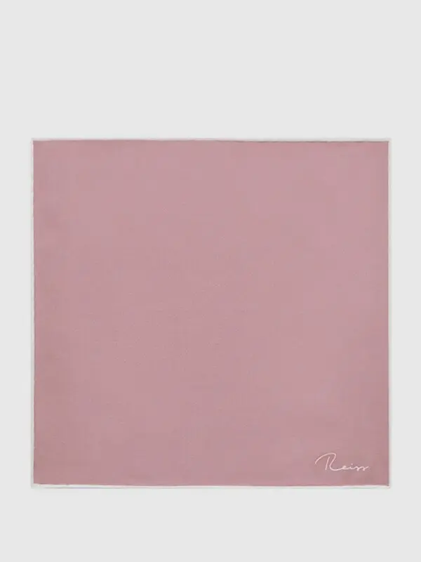 REISS Ceremony Plain Silk Pocket Square - Pink