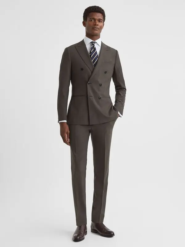REISS Roll Slim Fit Wool Blend Double Breasted Blazer