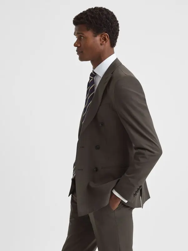 REISS Roll Slim Fit Wool Blend Double Breasted Blazer