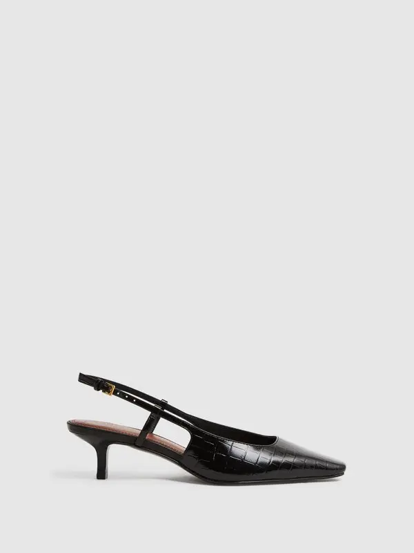 REISS Jade Leather Slingback Heels