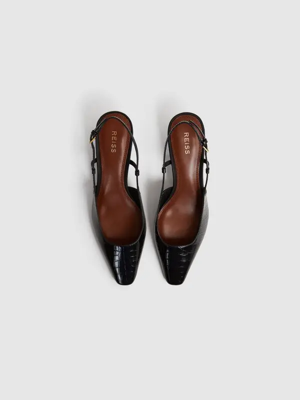 REISS Jade Leather Slingback Heels