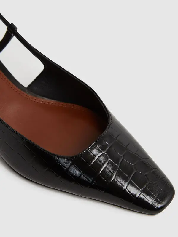 REISS Jade Leather Slingback Heels