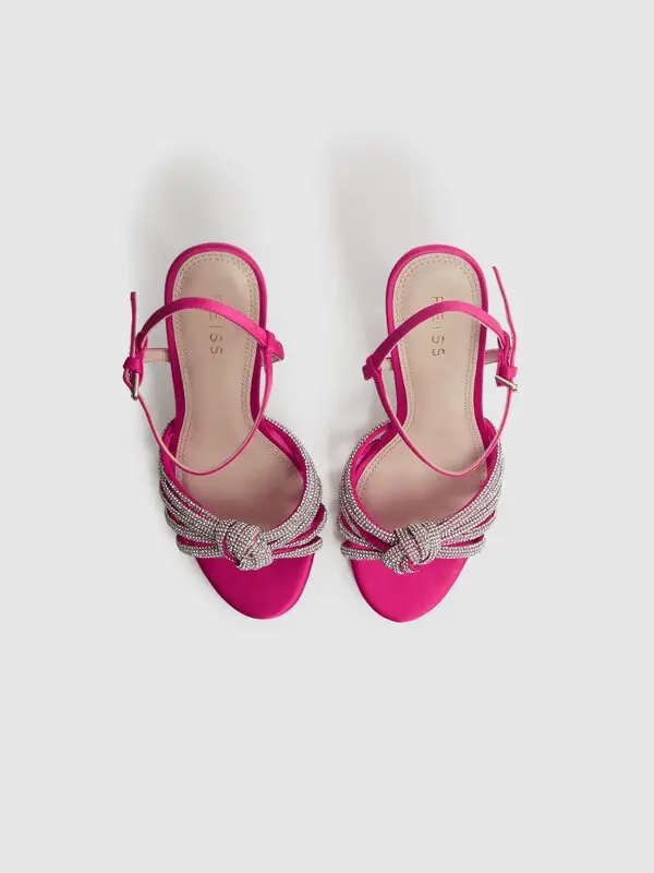 REISS Estel Embellished Heeled Sandals - Pink