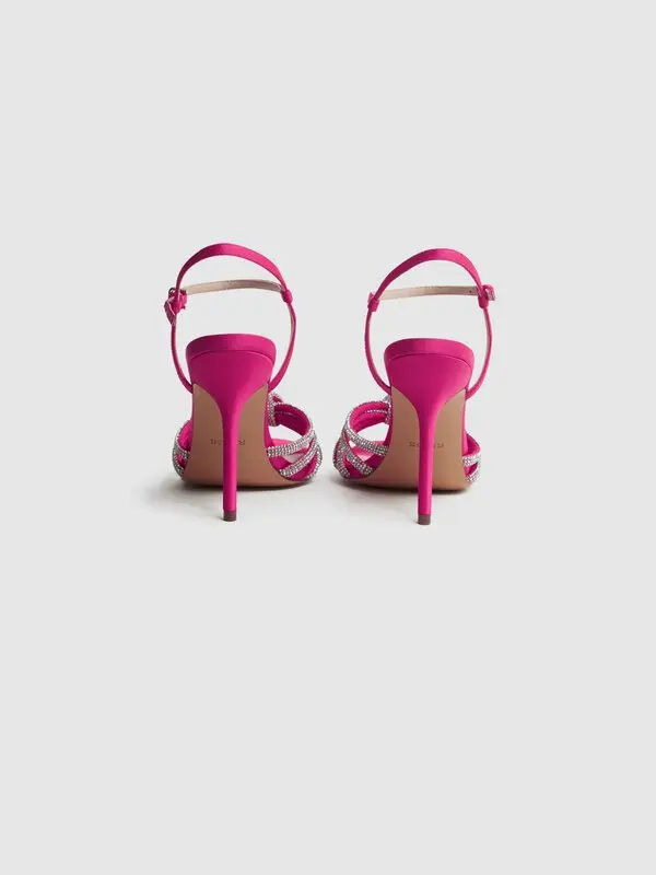 REISS Estel Embellished Heeled Sandals - Pink