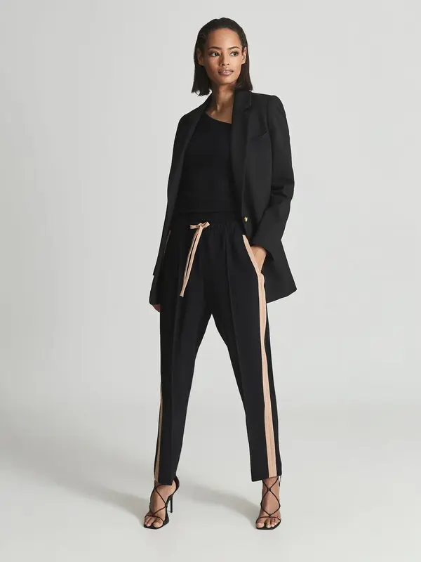 REISS Tapered Trousers With Contrast Side Stripe