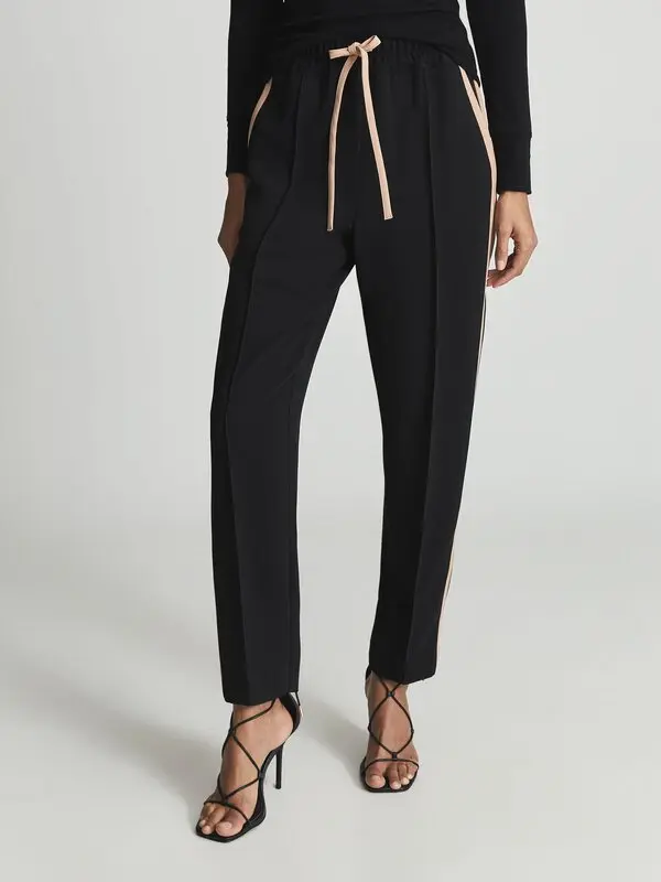 REISS Tapered Trousers With Contrast Side Stripe
