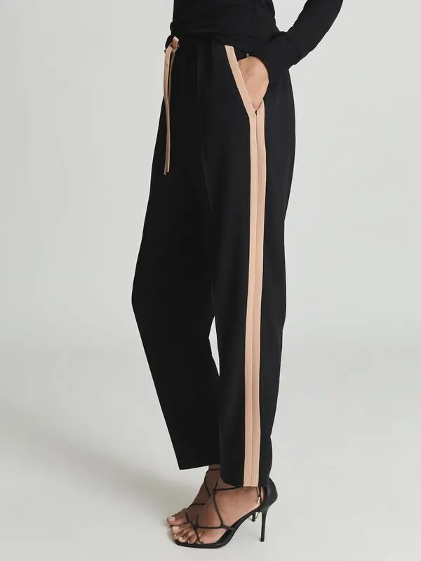 REISS Tapered Trousers With Contrast Side Stripe