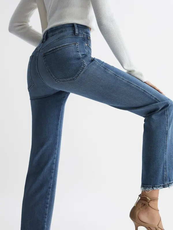 Good American Good Curve Straight Leg Jeans - Mid Blue