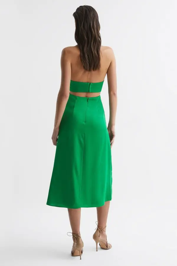 Reiss Maia Petite Fitted Halter Neck Midi Dress In Green - 50% Off |  Editorialist