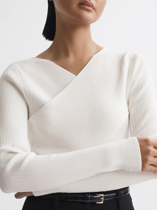 REISS Heidi Knitted Wrap Top