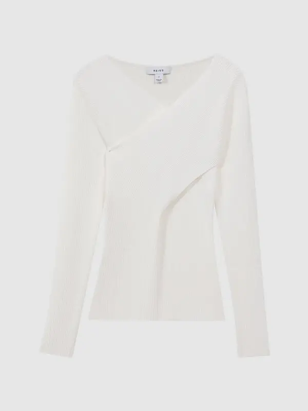 REISS Heidi Knitted Wrap Top