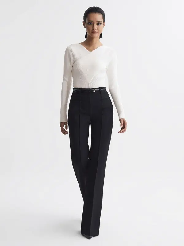 REISS Heidi Knitted Wrap Top