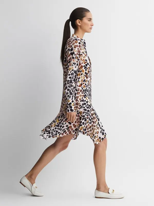 REISS Sylvie Animal Print Belted Dress