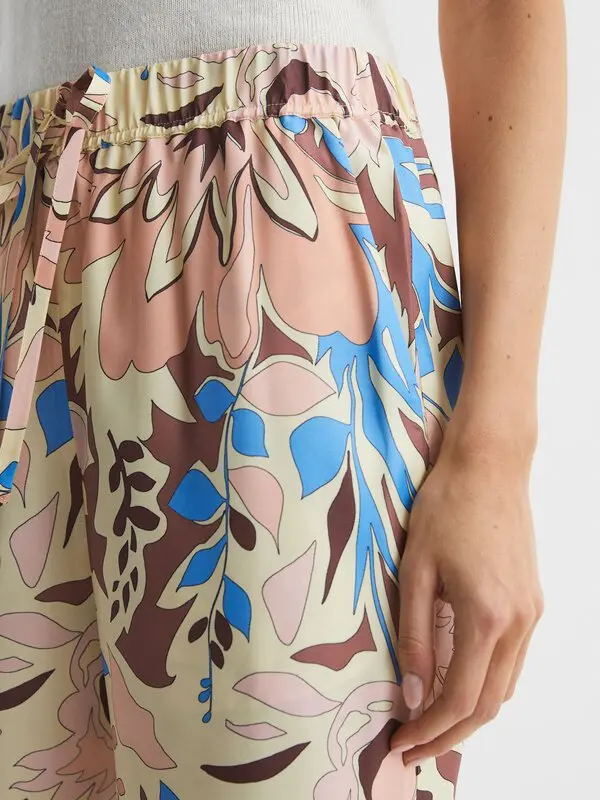 REISS Liv Floral Printed Wide Leg Trousers