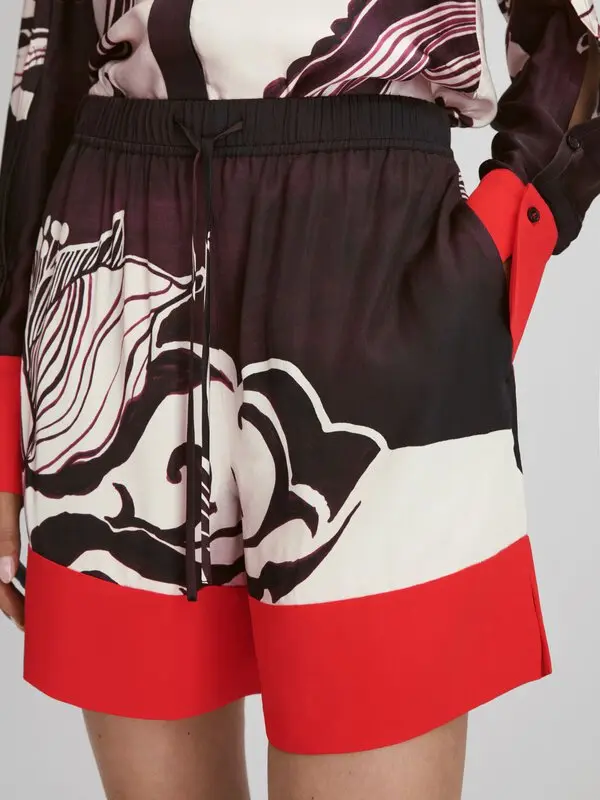REISS Fallon Printed Shorts - Burgundy/cream
