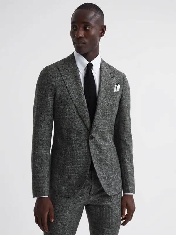 REISS Croupier Slim Fit Wool Single Breasted Blazer - Charcoal