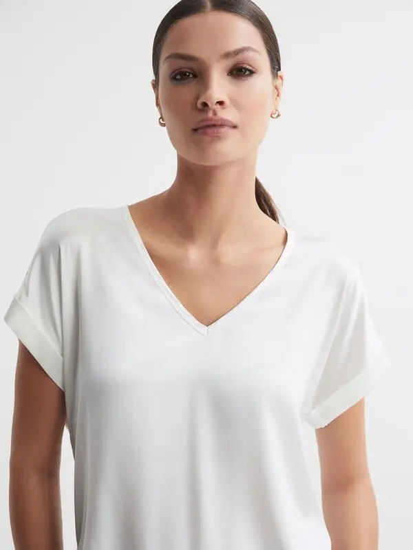 REISS Natalia Silk-front T-shirt