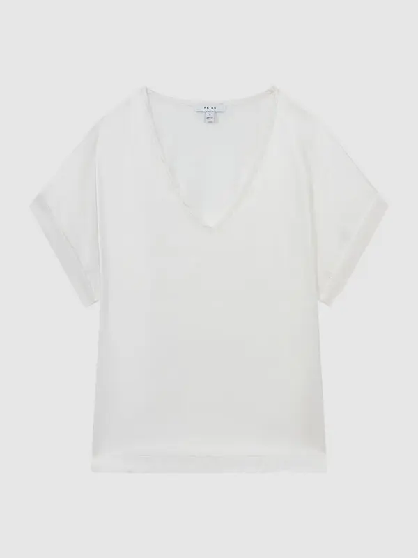 REISS Natalia Silk-front T-shirt