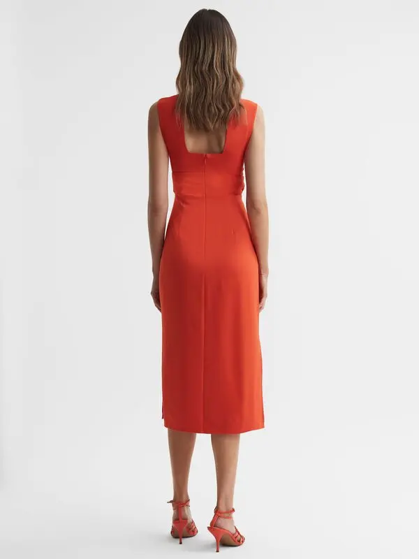Buy REISS Jayla Fitted Wrap Midi Dress - Orange At 71% Off | Editorialist