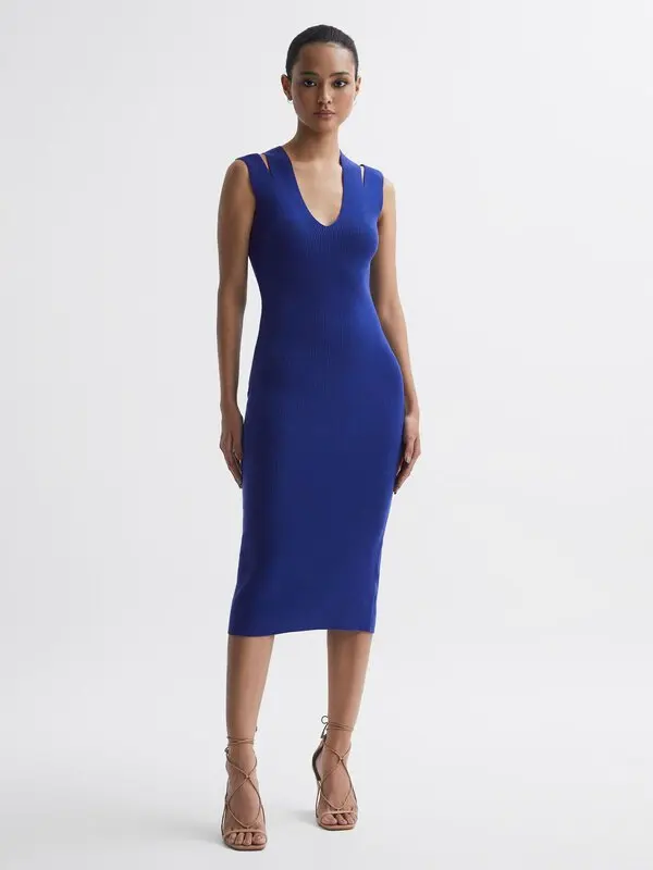REISS Kara Knitted Midi Dress
