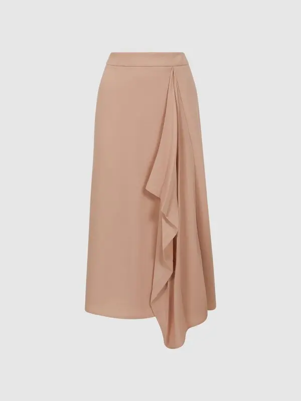 REISS Ash High-rise Ruffle Midi Skirt