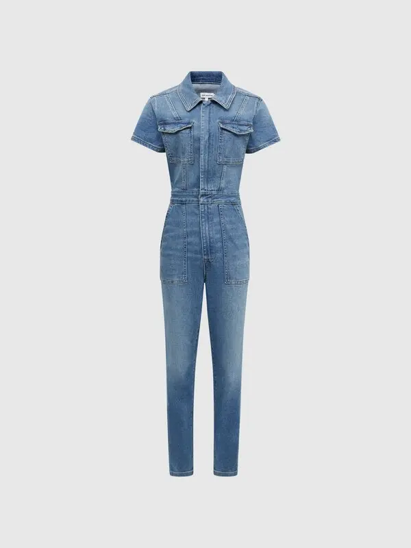 Good American Fit For Success Denim Jumpsuit - Mid Blue