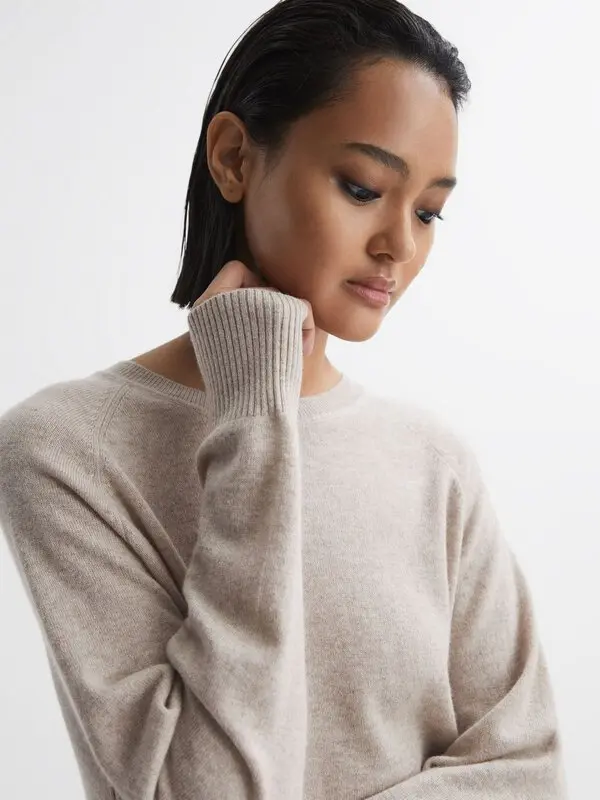 REISS Andi Oversized Wool Blend Crew Neck Jumper
