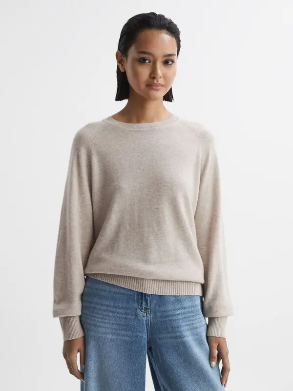 REISS Andi Oversized Wool Blend Crew Neck Jumper