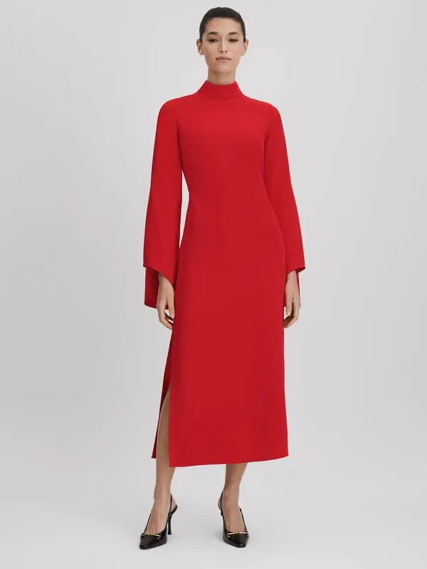 REISS Katya Flute Sleeve Bodycon Midi Dress