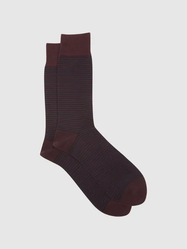 REISS Striped Socks - Bordeaux