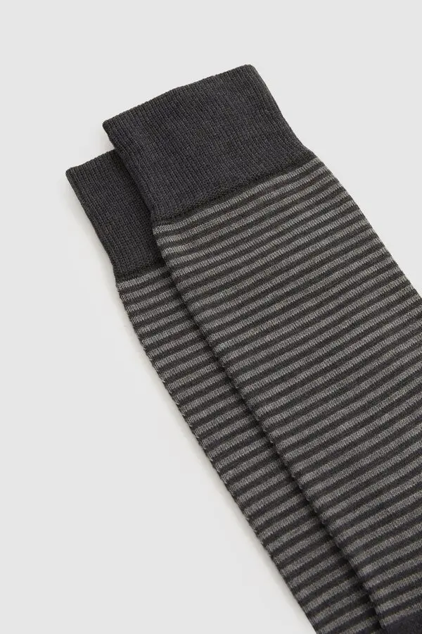 REISS Mario Striped Socks - Brown/grey