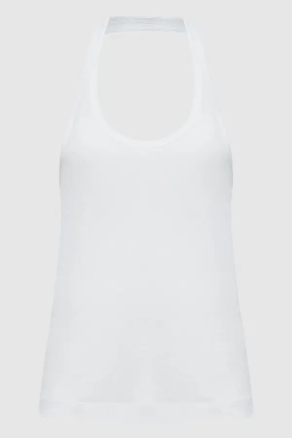 REISS Molly Cotton Halter Neck Vest - White