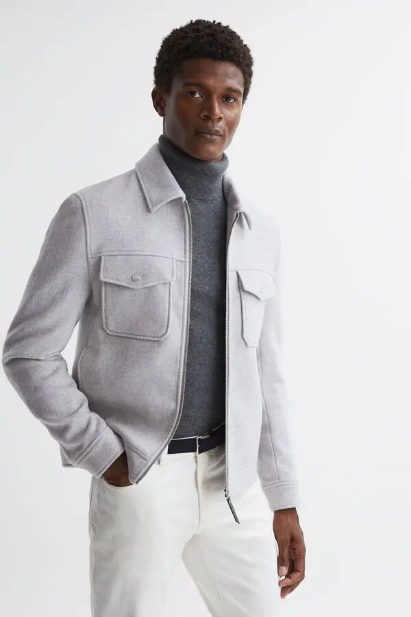 REISS Peridoe Wool Zip Through Jacket