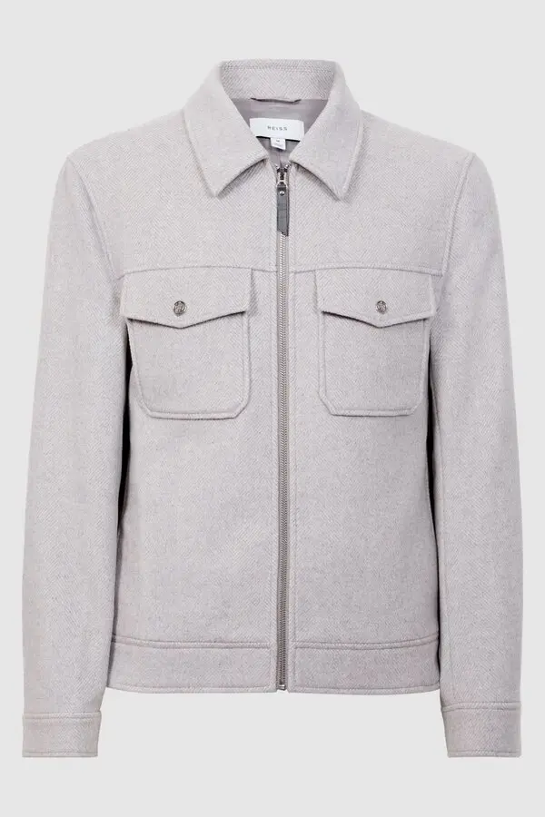 REISS Peridoe Wool Zip Through Jacket