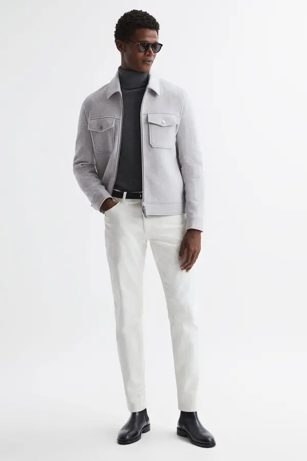 REISS Peridoe Wool Zip Through Jacket
