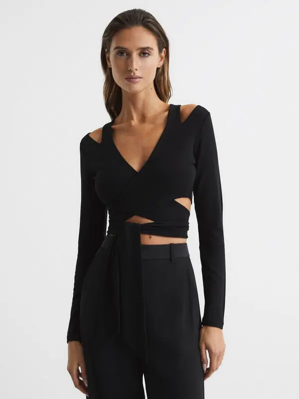 REISS Camille Tie-front Crop Top