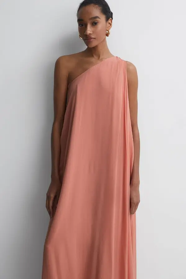 strapless open back dress One-Shoulder Long Formal Dress with Beaded Cut Out– PromGirl main image 1