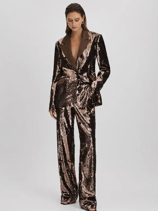 Halston Sequin Wide-leg Trousers