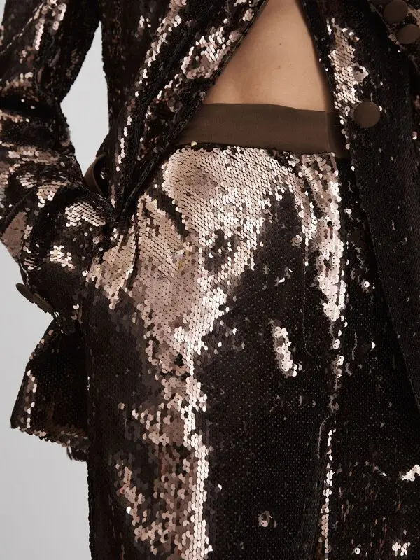 Halston Sequin Wide-leg Trousers