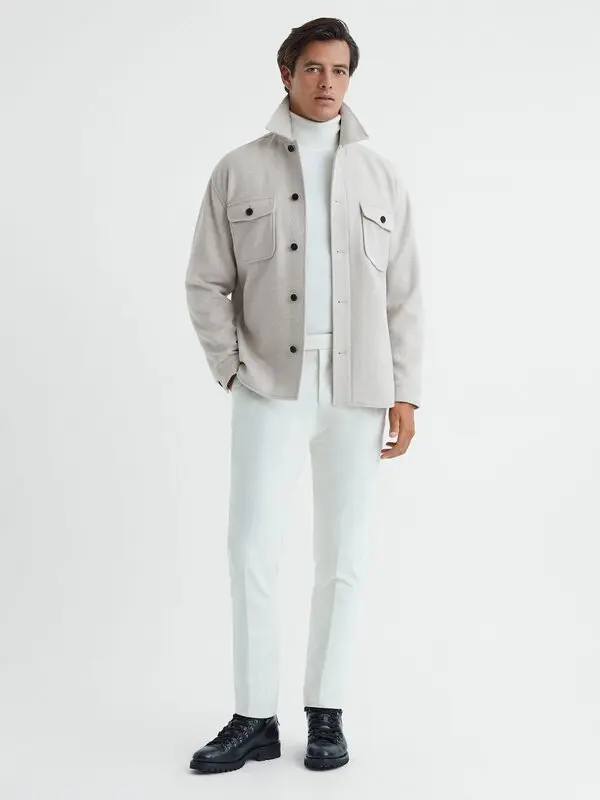 REISS Liam Wool Blend Brushed Overshirt